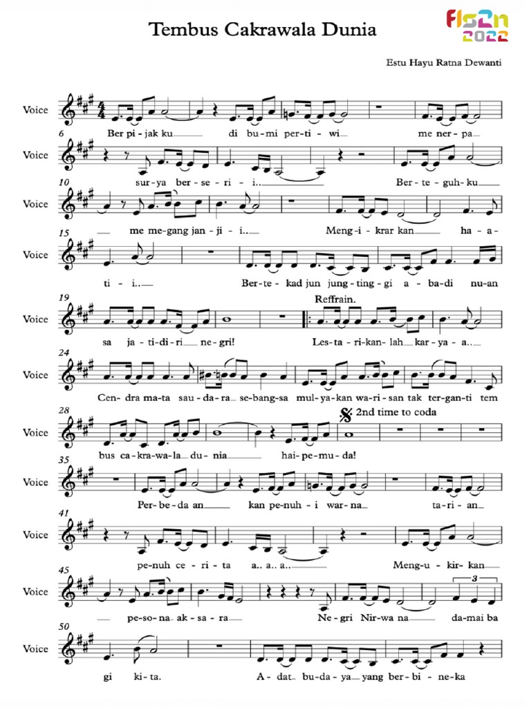 Partitur Tembus Cakrawala Dunia | PDF