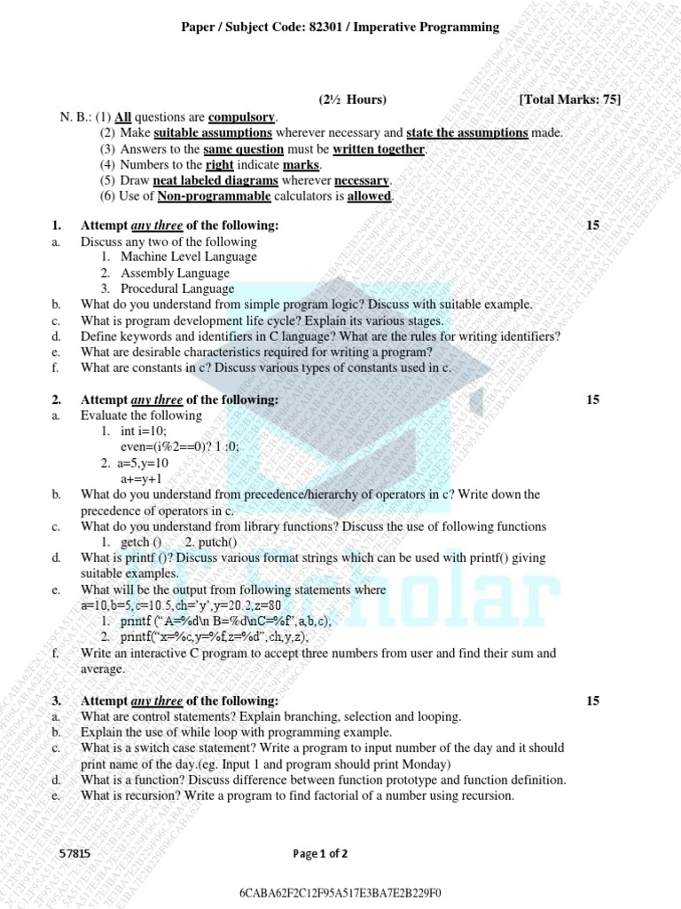 Fybsc It Sem1 Ip Apr19 Pdf Pointer Computer Programming C Programming Language 