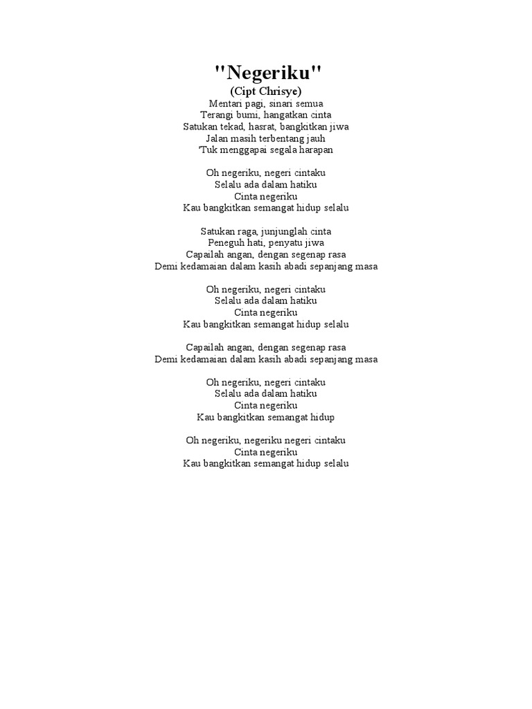 Lirik Lagu Cinta untuk Negeriku | PDF | Puisi
