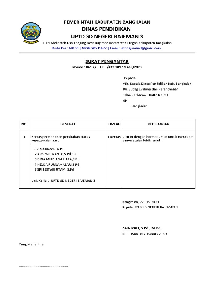 Surat Pengantar PPPK Tahap 3 | PDF