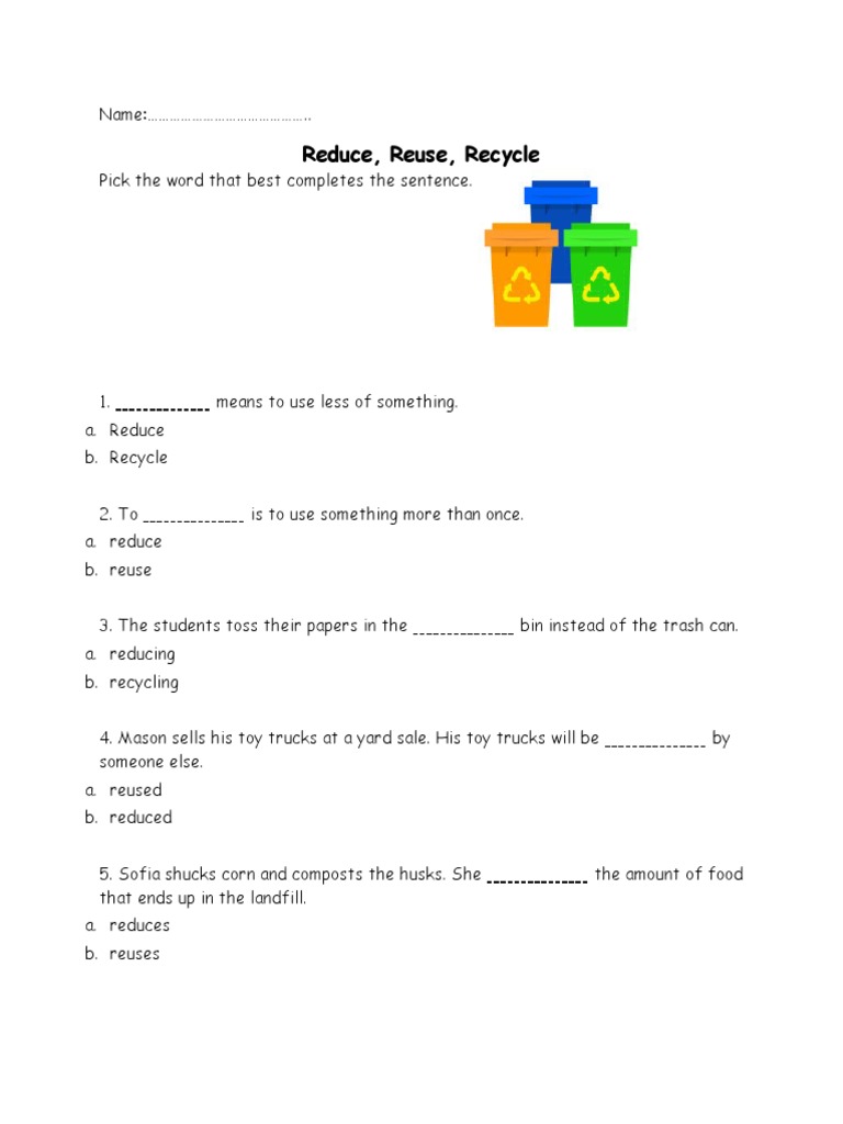 Reduce, Reuse, Recycle Quiz | PDF