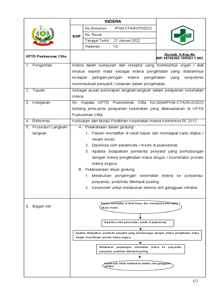 Prosedur Pelayanan Kesehatan Indera | PDF | Pengembangan Diri ...