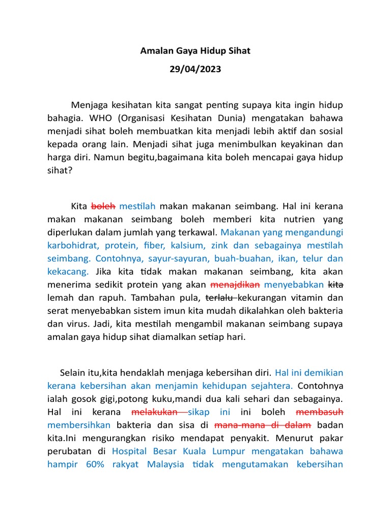 Karangan Gaya Hidup Sihat | PDF