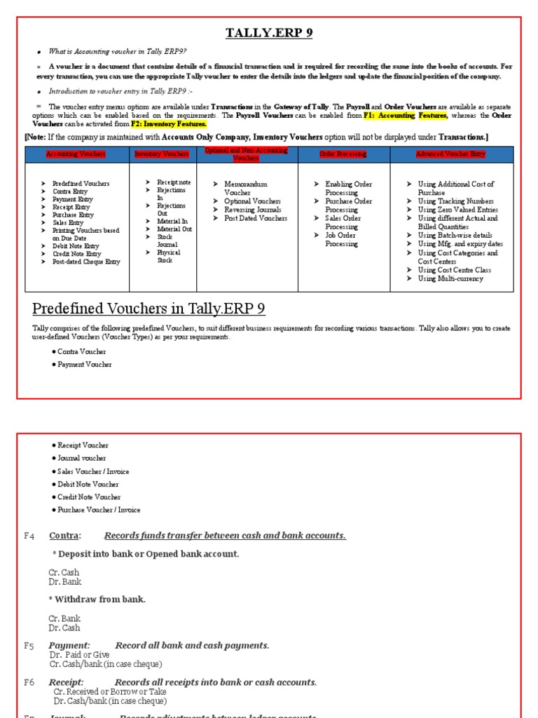 Tally Notes | PDF | Debits And Credits | Voucher