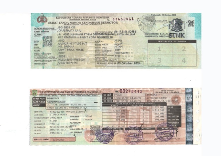 STNK BG 8831 Ce 2019 | PDF