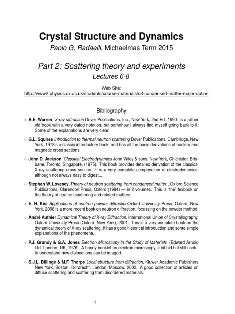 Crystalstructure Handouts Part2 PDF 87909 | PDF | Neutron | X Ray Crystallography