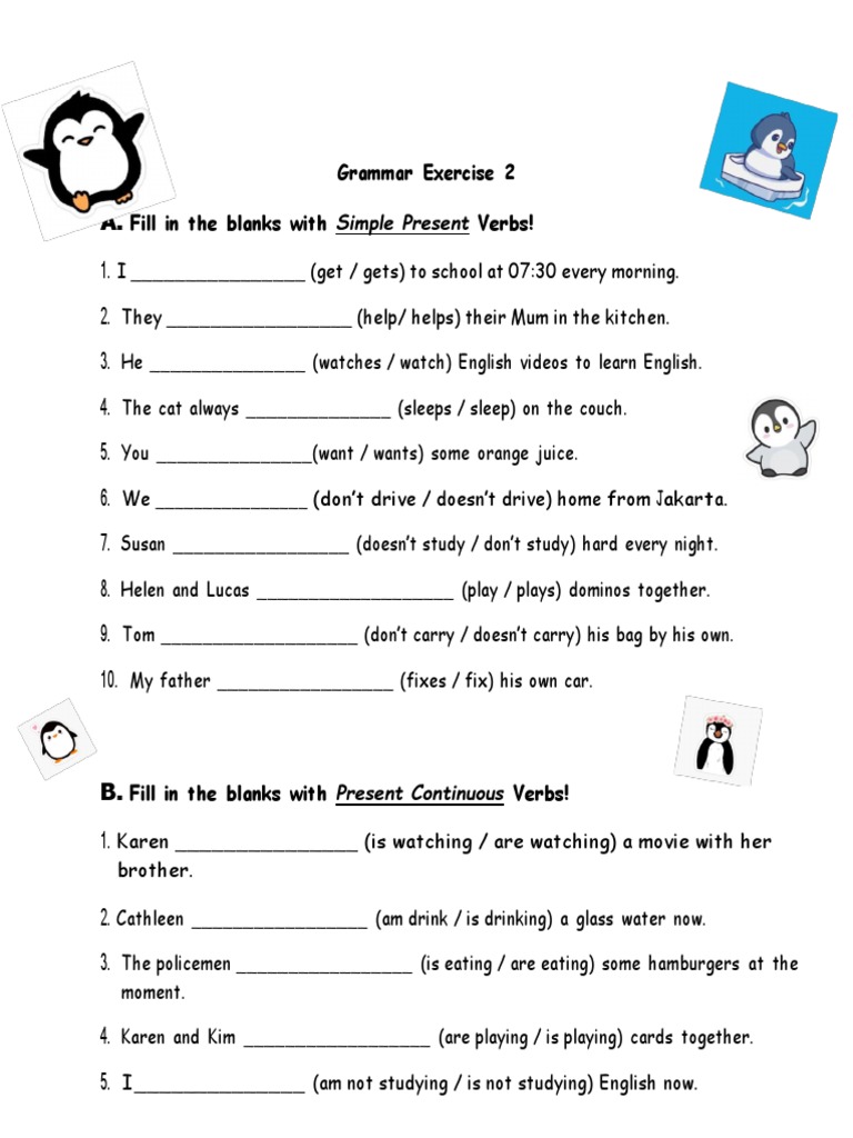 Grammar Exercie 2 (Grade 2 Semester 2) | PDF