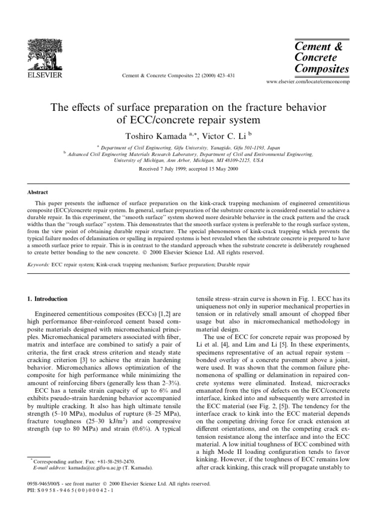 The Effects of Surface Preparation On The Fracture Behavior of ECC ...