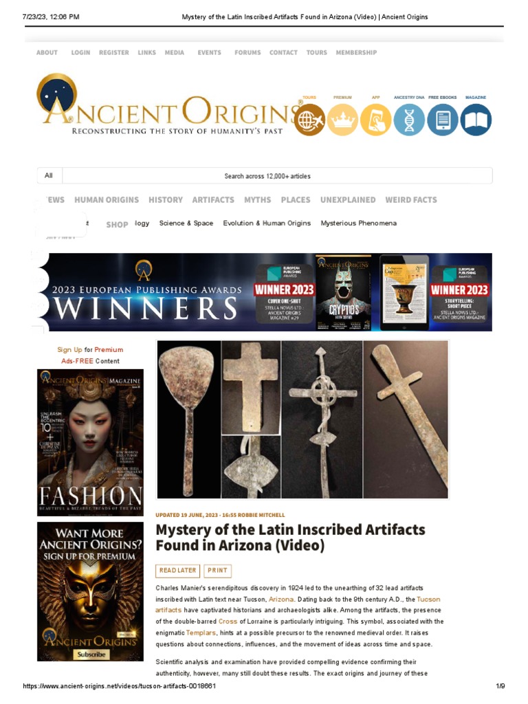 Mystery of The Latin Inscribed Artifacts Found in Arizona (Video) | PDF ...