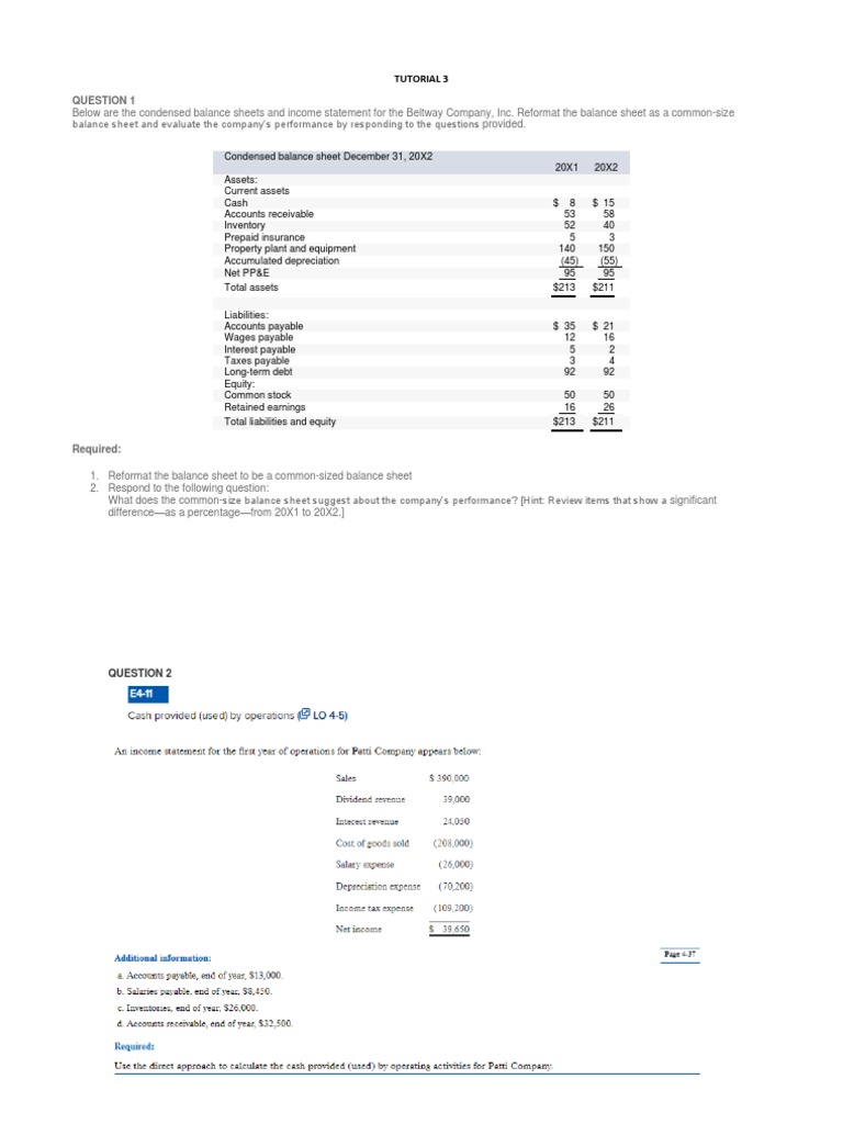 Tutorial 3 Q | PDF | Balance Sheet | Equity (Finance)