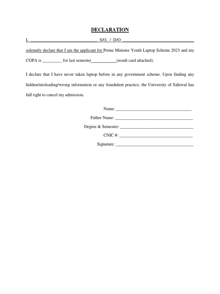 Declaration Laptop (1) | PDF