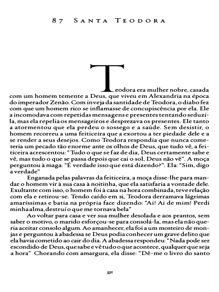 Vida de Santa Teodora de Alexandria | PDF | São Pedro | Crença e ...