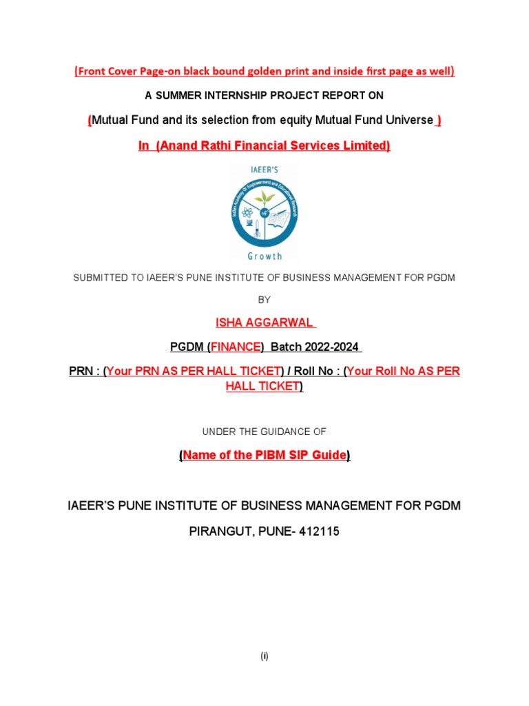 SIP Report on Mutual Fund Selection | PDF