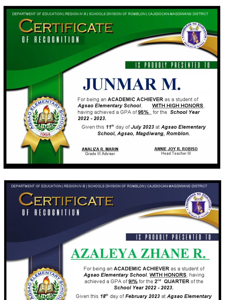 Certificate Sy2022 2023 Maam Ann | PDF