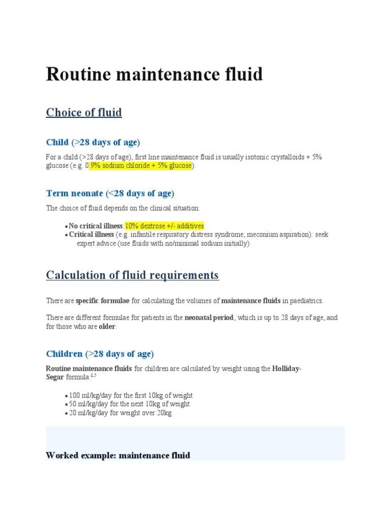 Peds Fluids | PDF | Medical Specialties | Clinical Medicine