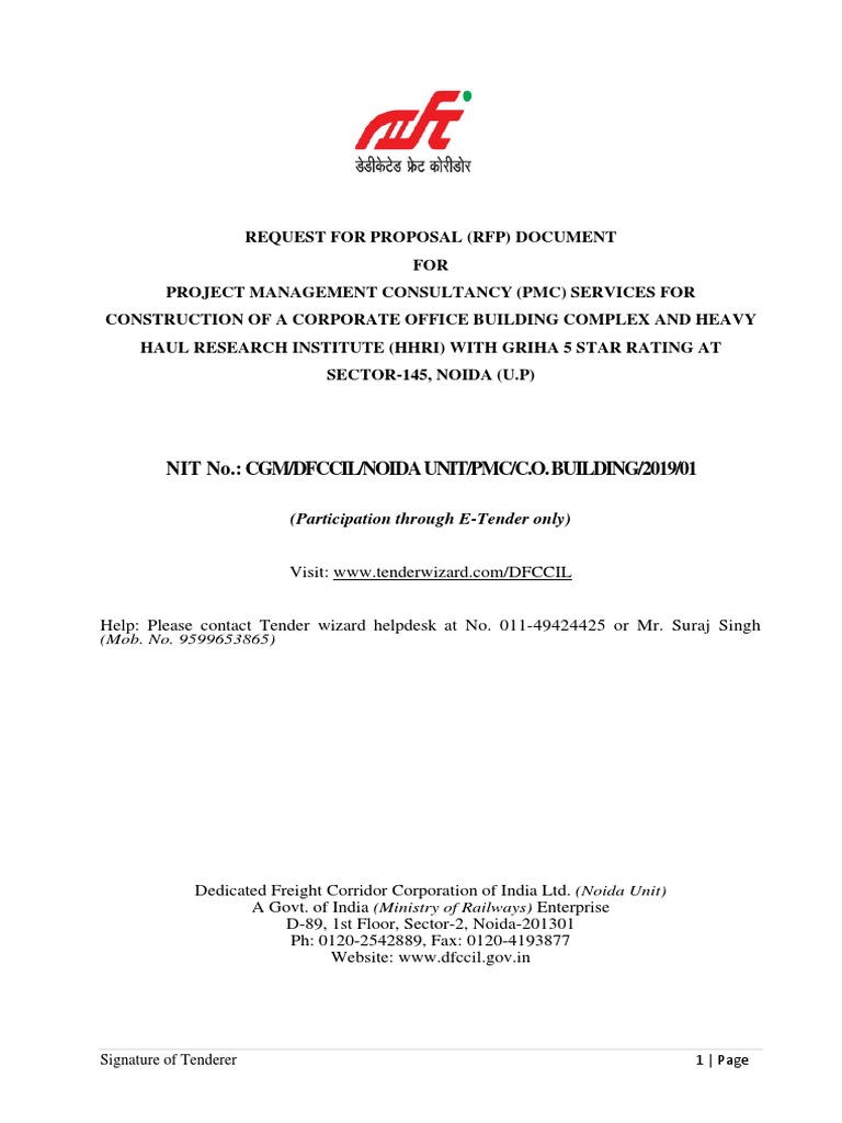 Revised PMC Tender For DFC Complex Building Final 21-02-2019 | PDF | Request For Proposal ...