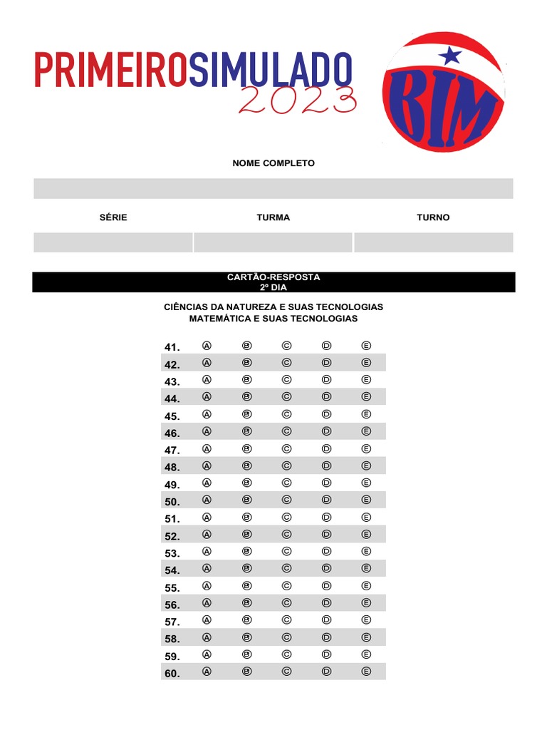 Cartão-Resposta 2º Dia | PDF