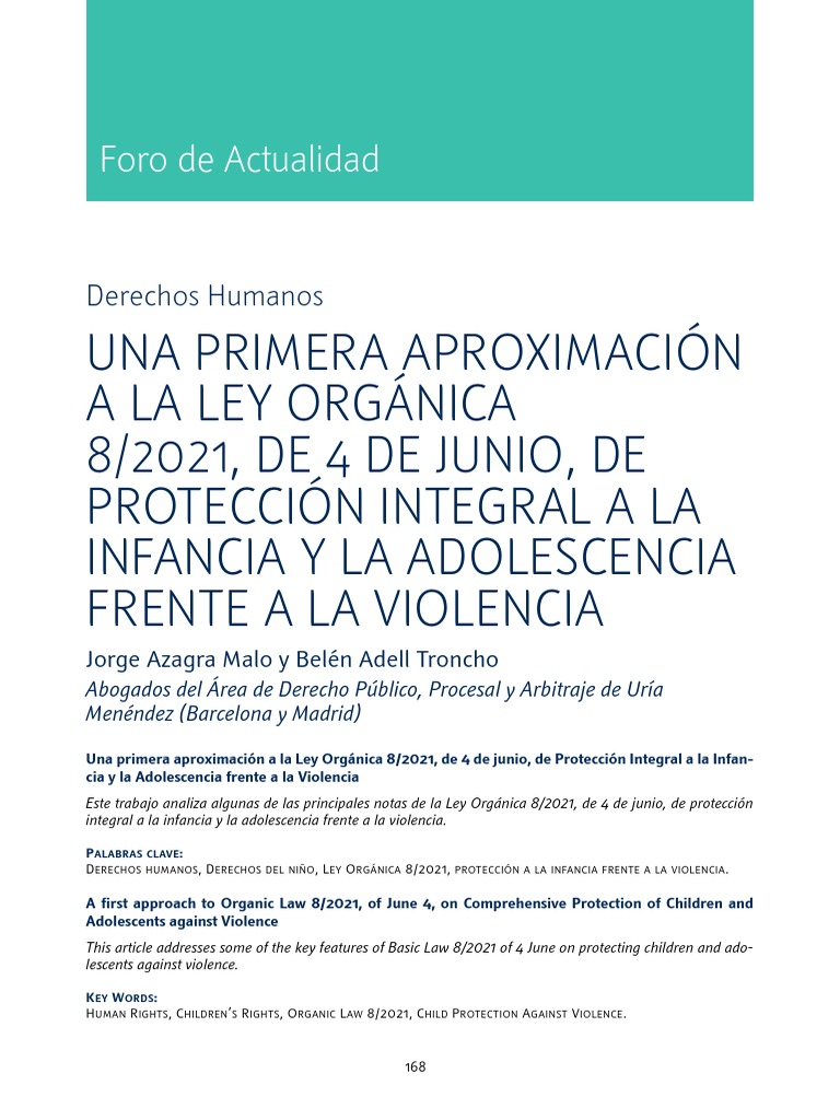 APROXIMACION LO 8.2021 DE 4 DE JUNIO LOPIVI | PDF | Victimologia | Trabajo Social