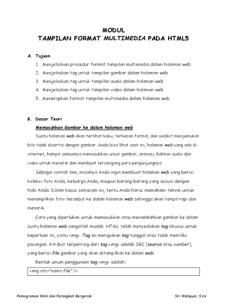 MODUL Tampilan Format Multimedia Pada Halaman Web | PDF