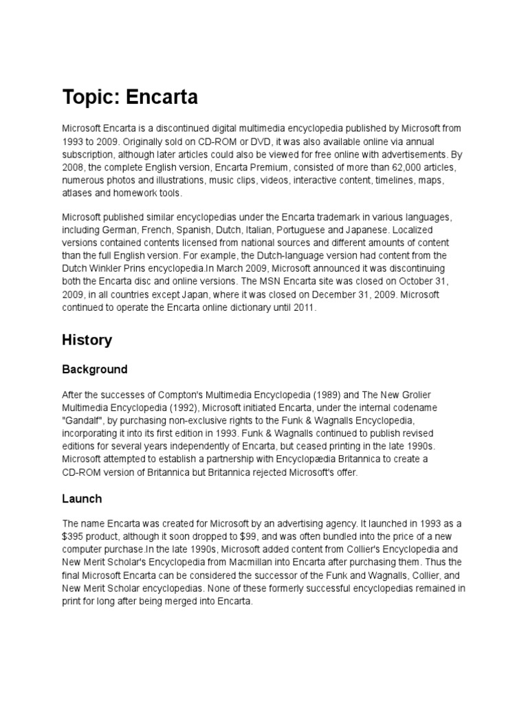 Topic - Encarta | PDF | Computing | Software