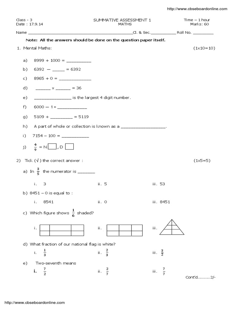 Cbse Class 3 Sa1 Mathematics | PDF | Encodings | Lexicology