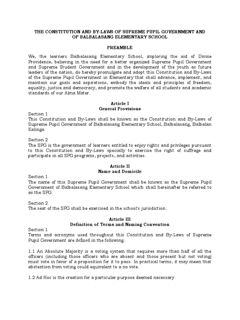THE CONSTITUTION AND BY of SPG | PDF | Governance | Constitution