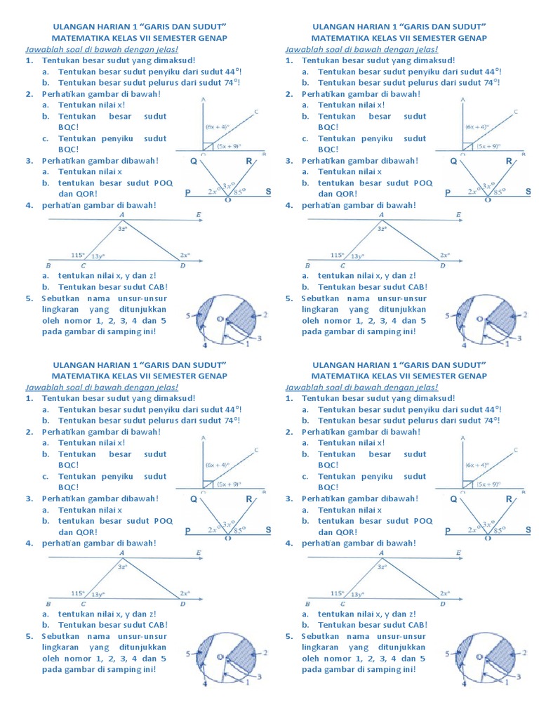 Ulangan Matematika Kelas VII | PDF | Griya & Taman | Seni
