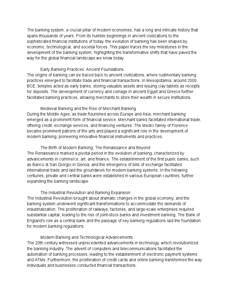 The Evolution of The Banking System | PDF | Banks | Globalization