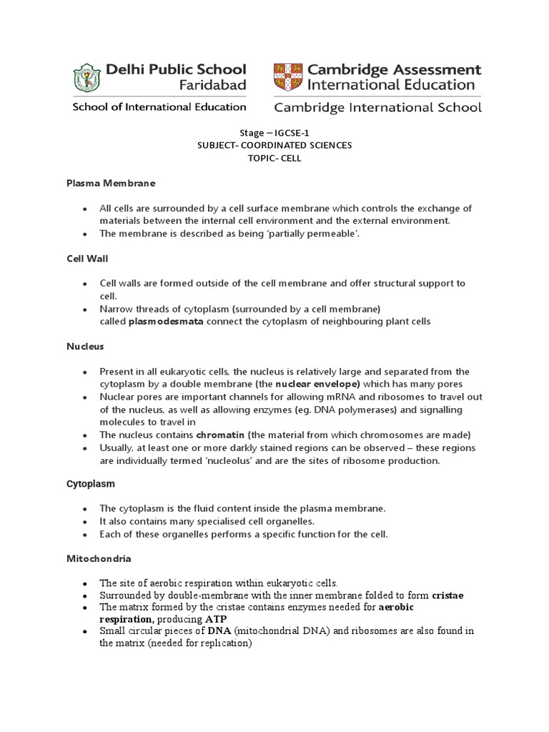 Cell Notes | PDF | Cell (Biology) | Cell Nucleus