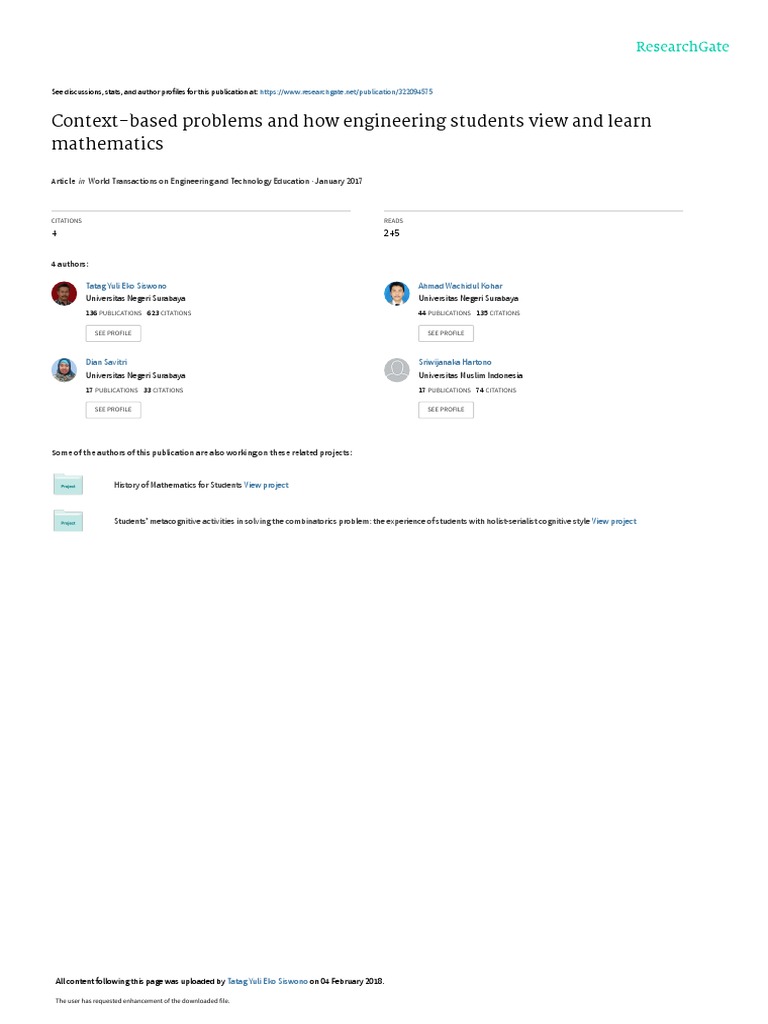 Context-Based Problems and How Engineering Students View and Learn ... Context-Based Problems and How Engineering Students View and Learn ...