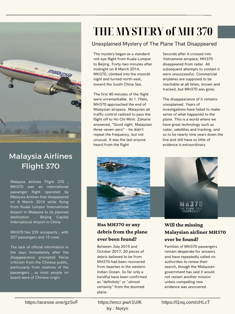 MH370: The Ongoing Disappearance Mystery | PDF | Malaysia Airlines ...