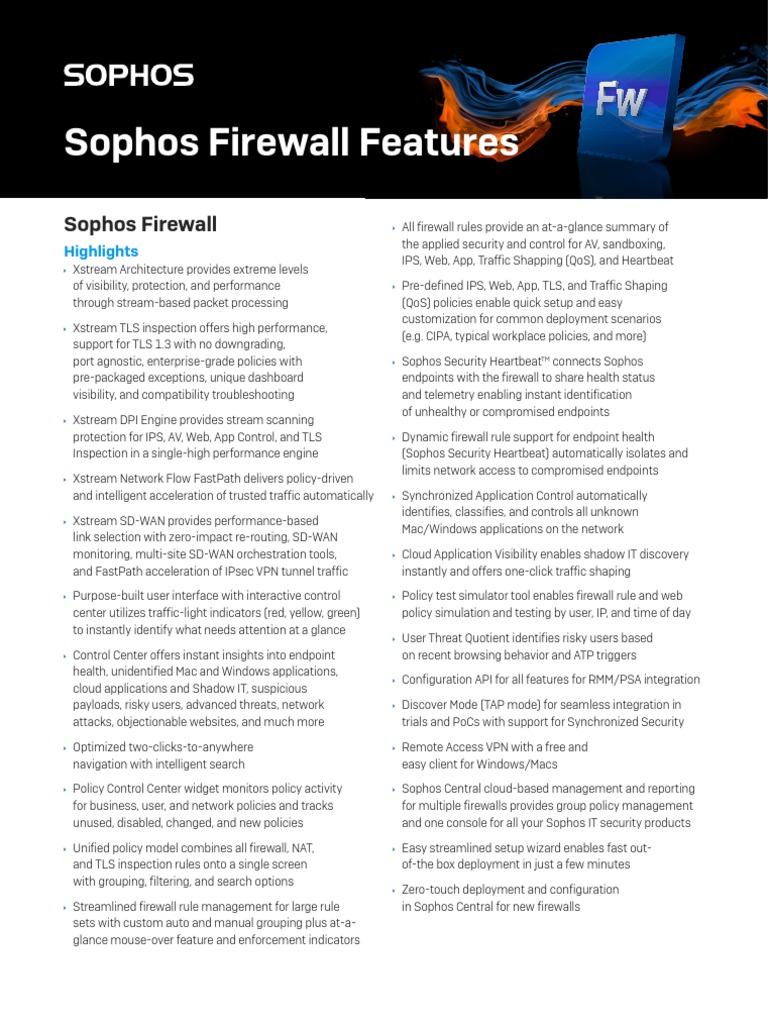 Sophos Firewall Feature List | PDF | Transport Layer Security ...