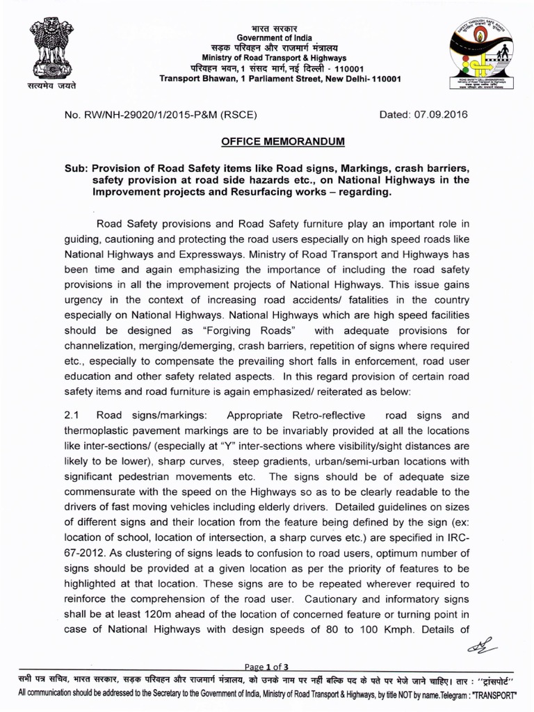 5-Provision of Road Safety Items Like Road Signs Markings Crash ...