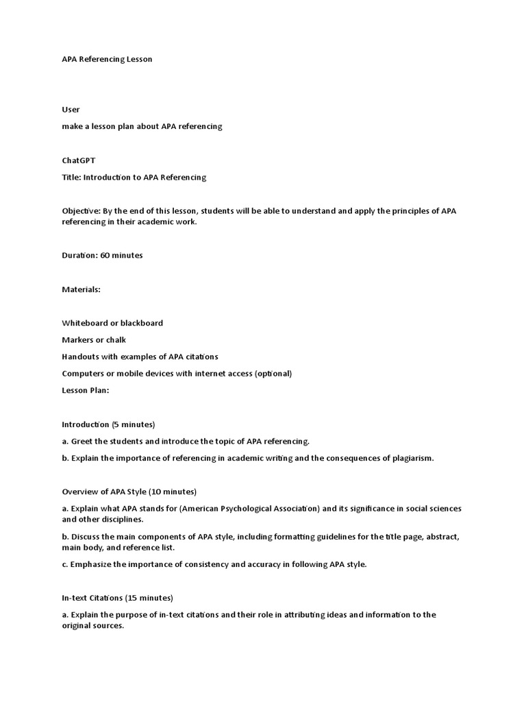 APA Referencing Lesson | PDF | Apa Style | Citation