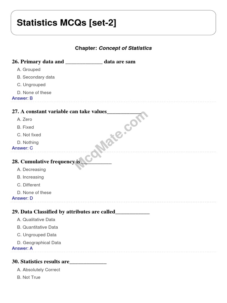 Statistics Set 2 | PDF | Statistics | Mean