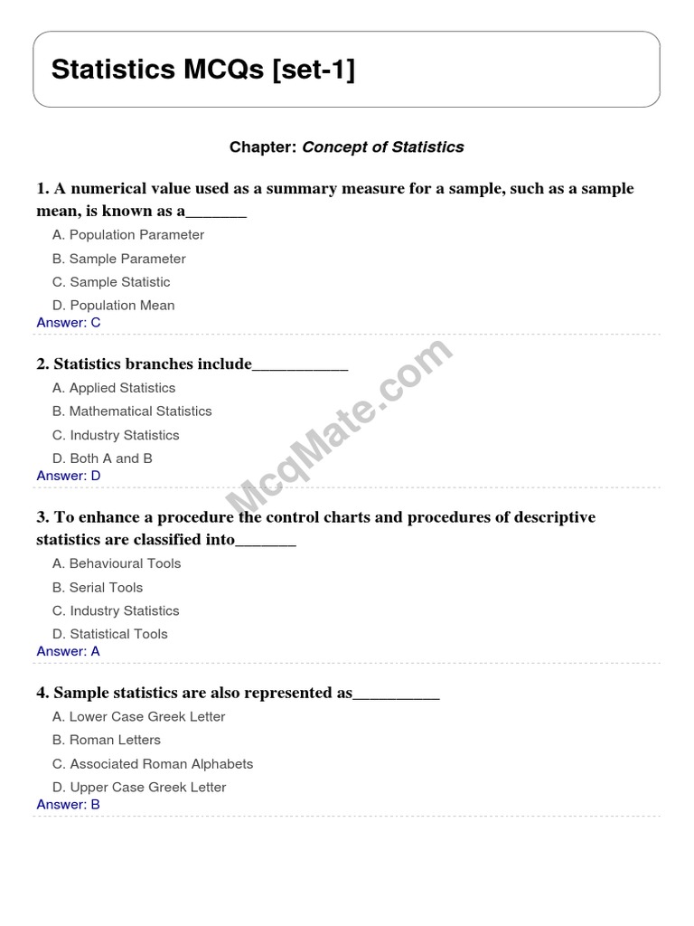 Statistics Set 1 | PDF | Statistics | Probability Distribution