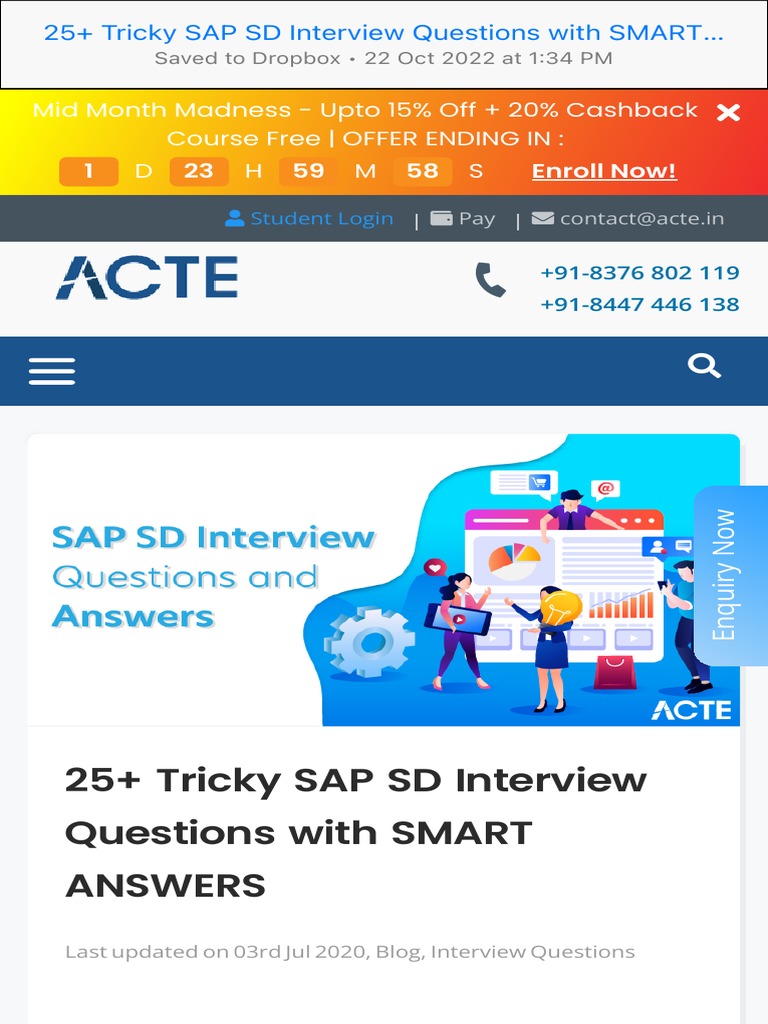 25+ Tricky SAP SD Interview Questions With SMART ANSWERS | PDF