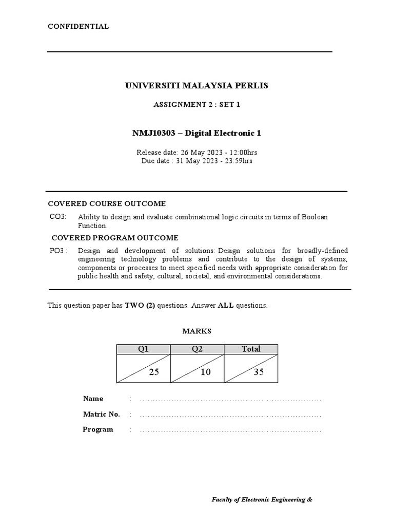 Assignment 2 Set 1 Download Free Pdf Computer Engineering Electronics