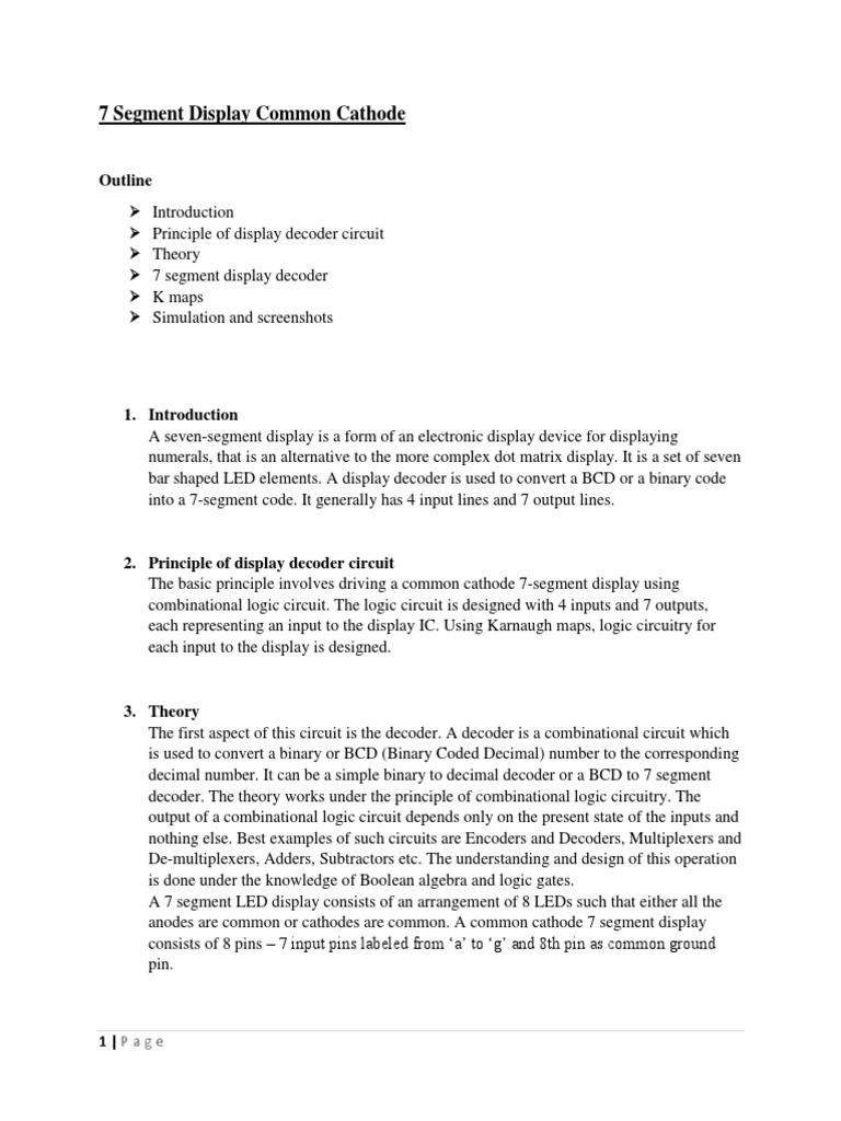 Common Cathode 7-Segment Display Design | PDF | Computing | Electrical ...