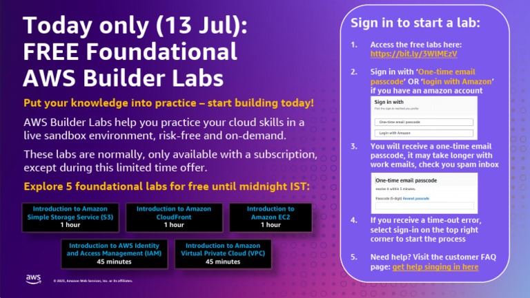 AWS Builder Labs - 5 FREE Foundational Labs For A Limited Time 13 Jul ...