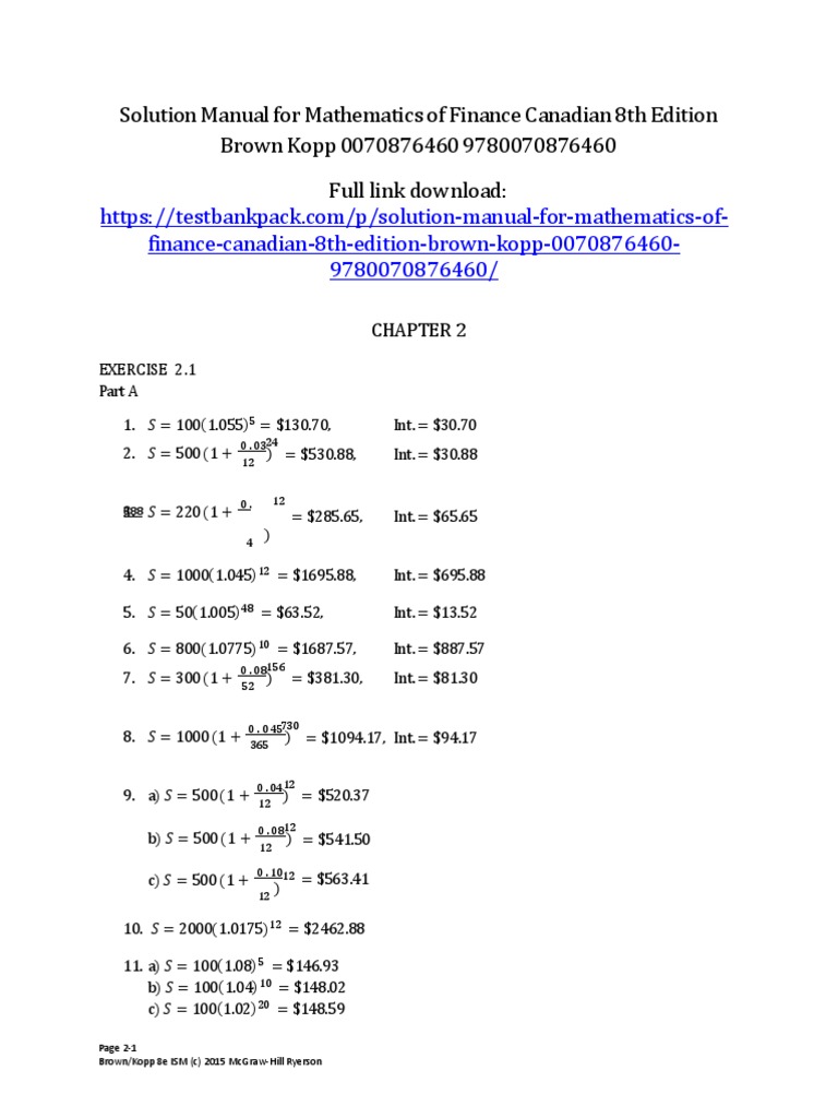 Solution Manual: Financial Mathematics 8e | PDF | Business | Personal ...