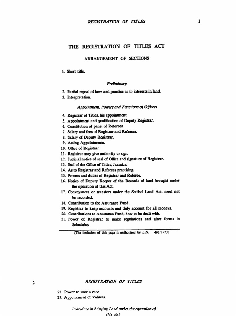 Registration of Titles Act | PDF | Mortgage Law | Fee Simple