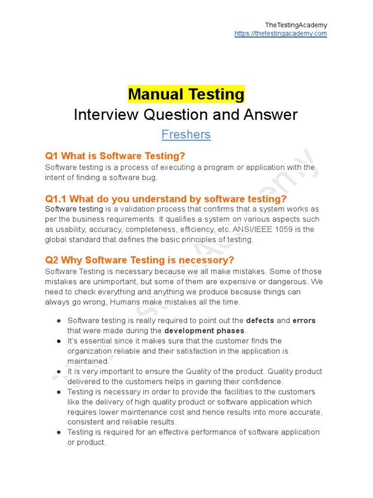 Manual Testing Notes - TheTestingAcademy | PDF | Software Testing ... Manual Testing Notes - TheTestingAcademy | PDF | Software Testing ...