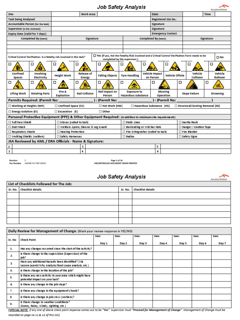 Job Safety Analysis Batching Plant Rev 3 | Download Free PDF | Personal ...