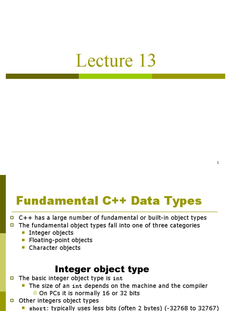 Lecture 13 Pdf Integer Computer Science Data Type