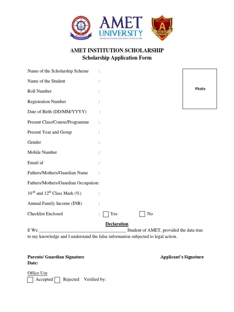 AMET Scholarship Application | PDF | Passport | Government