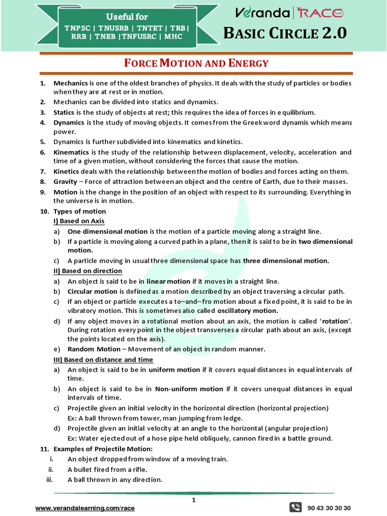 Force Motion and Energy | PDF | Force | Momentum
