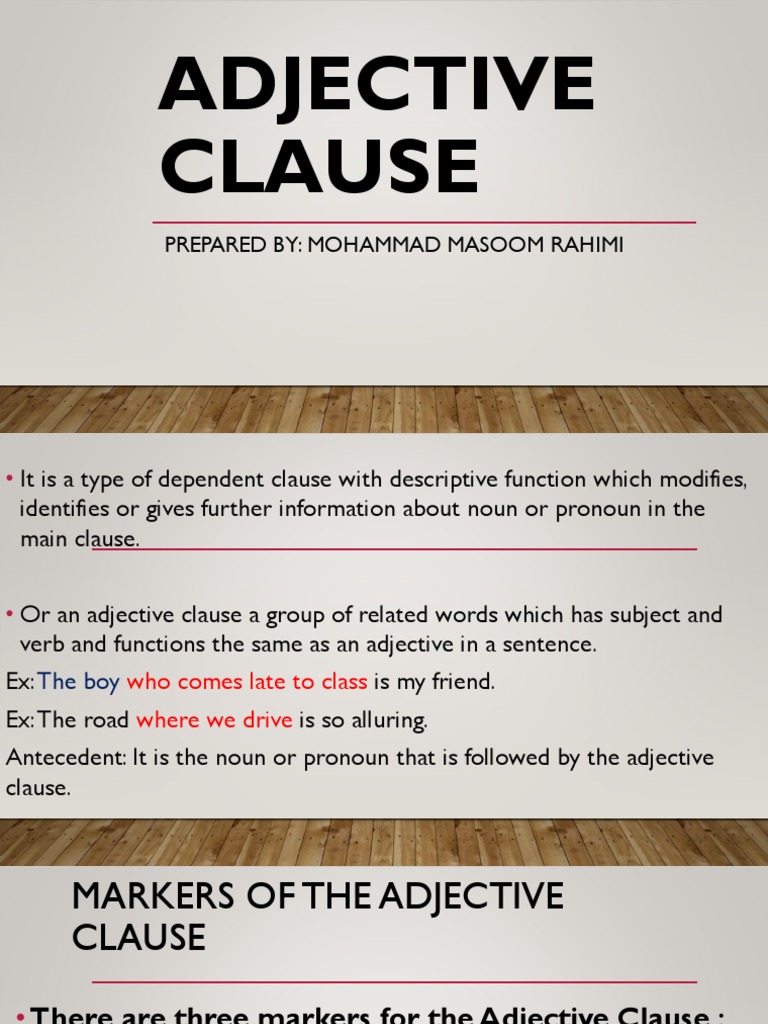Adjective Clause | PDF | Pronoun | Verb