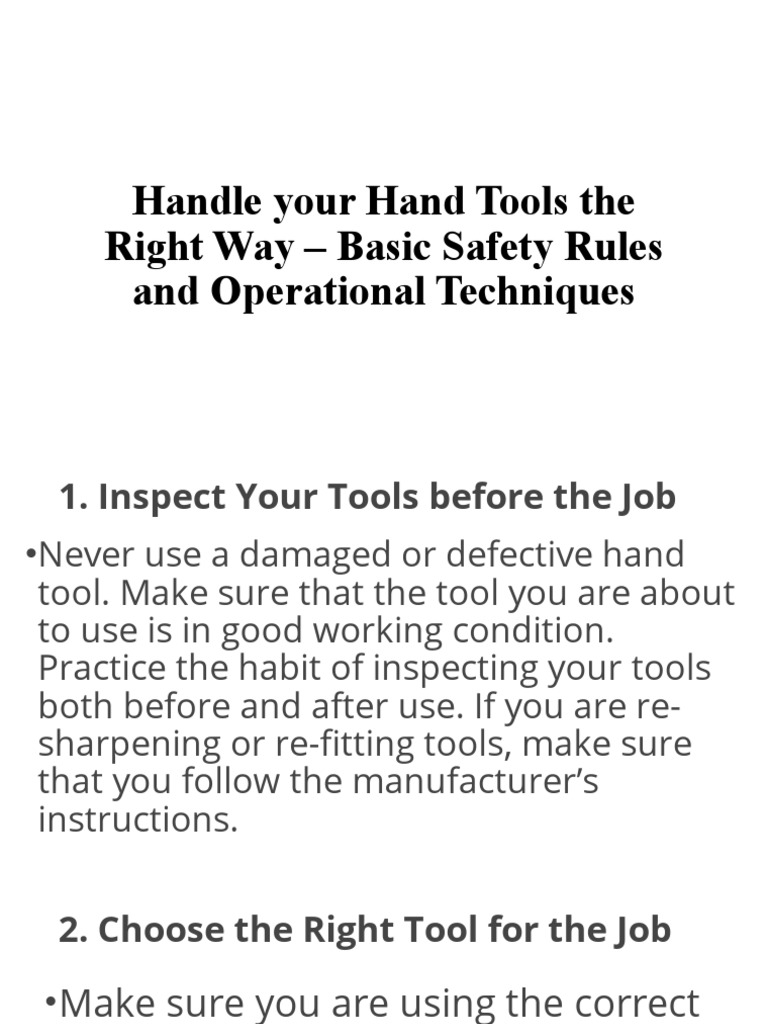 Handle Your Hand Tools The Right Way | PDF | Personal Protective ...