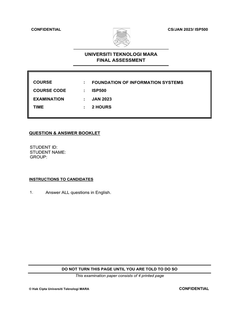 Answer Scheme Isp500 Jan 2023 | PDF | Radio Frequency Identification | Internet Of Things
